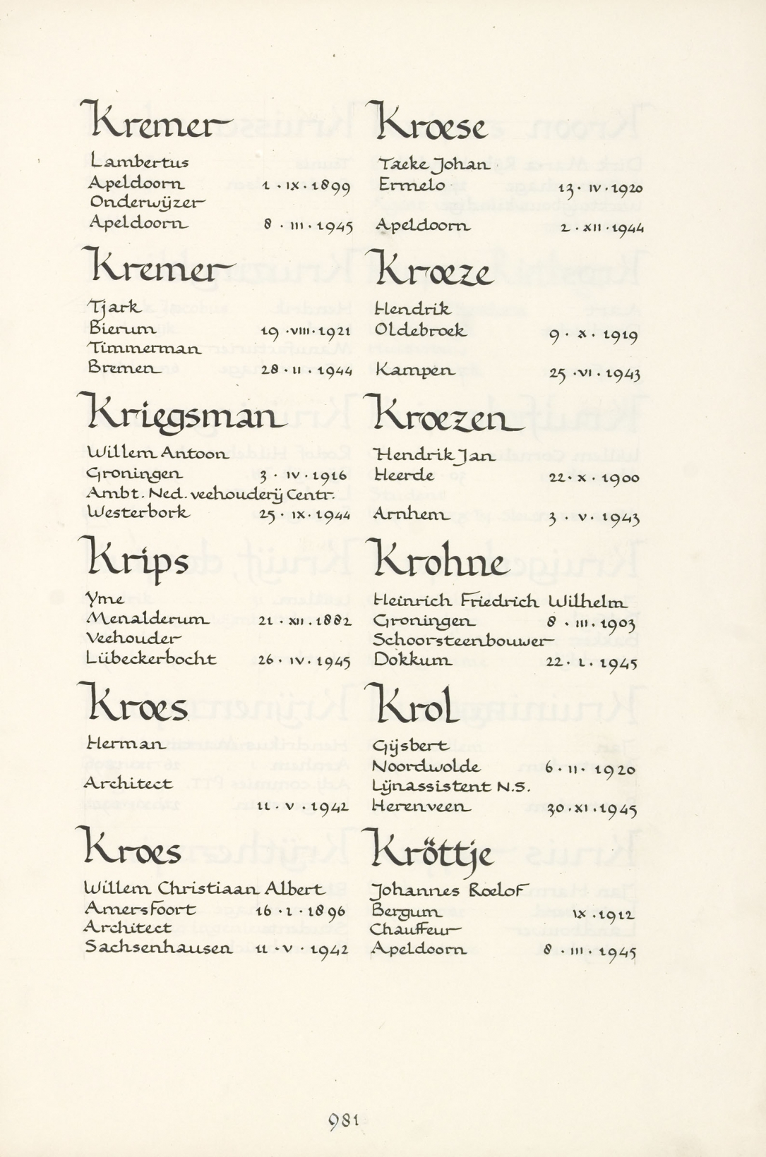 Hendrik Jan Kroezen | Erelijst van Gevallenen 1940-1945